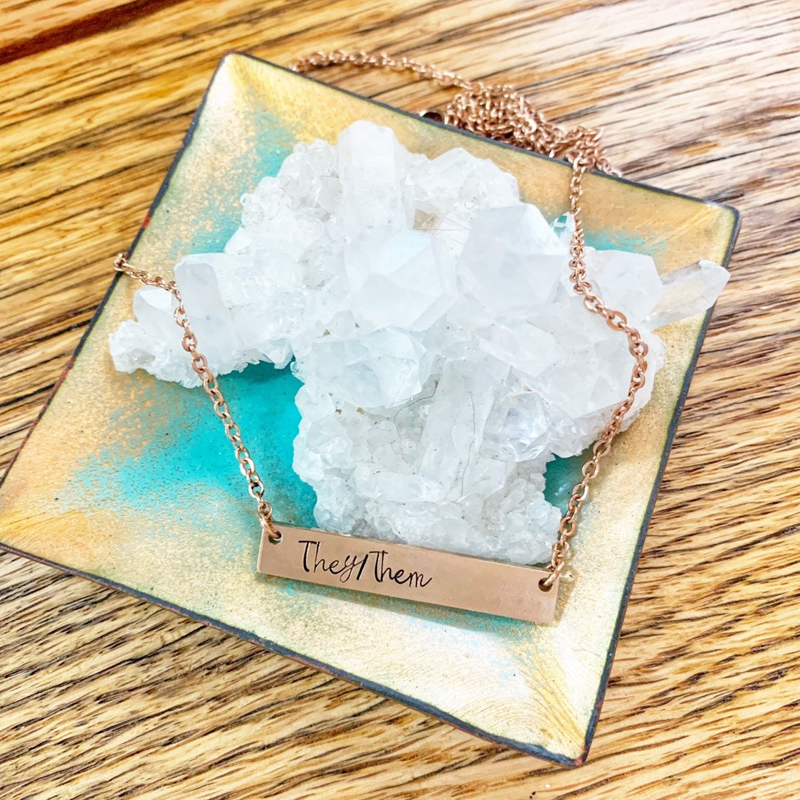 Handstamped Stainless Bar Necklace Pronouns Pronoun Gift - Etsy