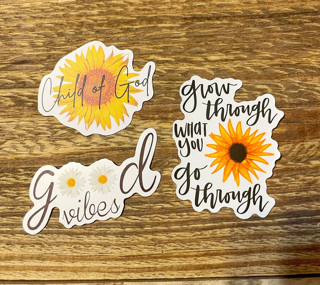 Sunflower Daisy Sticker Set: Inspirational Decals - Etsy