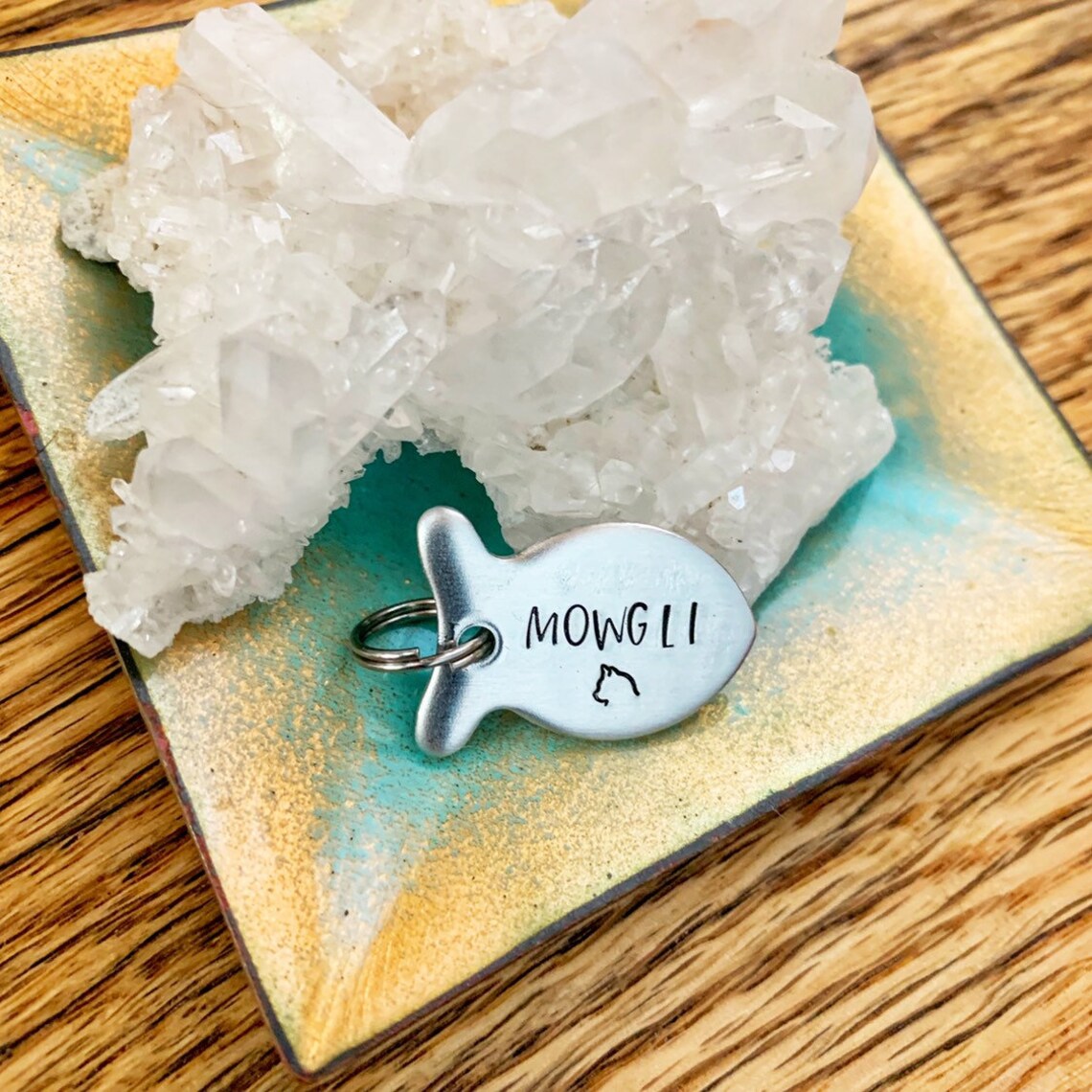 Personalized Fish Cat Name Tag in Aluminum or Copper Pet Name - Etsy