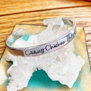 Handstamped Crazy Chicken Lady Bracelet, Chicken Whisperer Jewelry ...