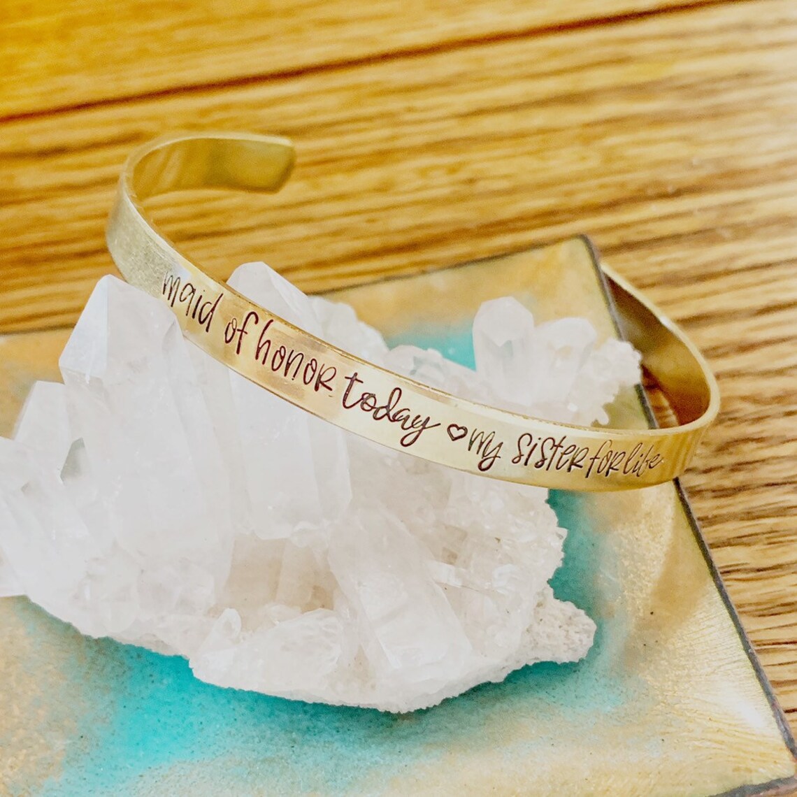 Handstamped Maid of Honor Cuff Bracelet, Sister for Life, Wedding Gift ...