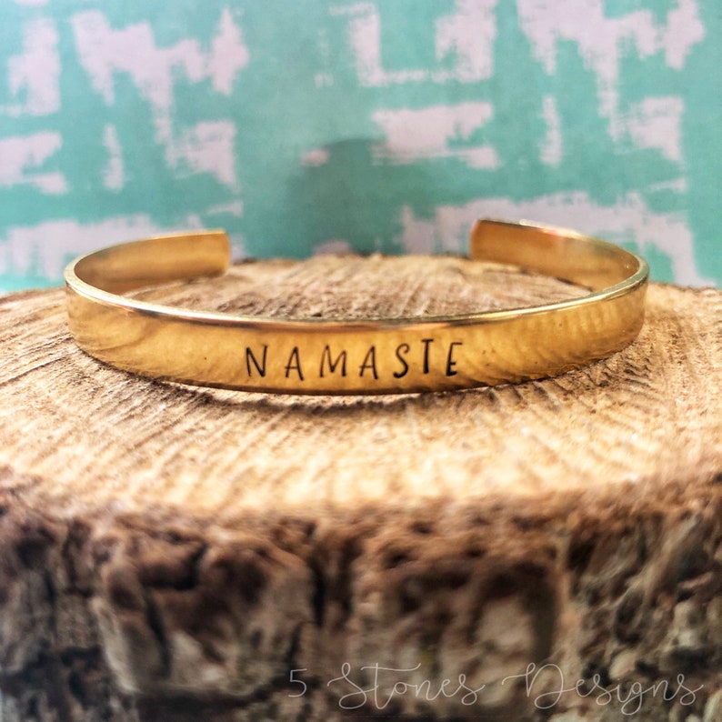 NAMASTE Bracelet Handstamped Bracelet Yoga Bracelet Let | Etsy