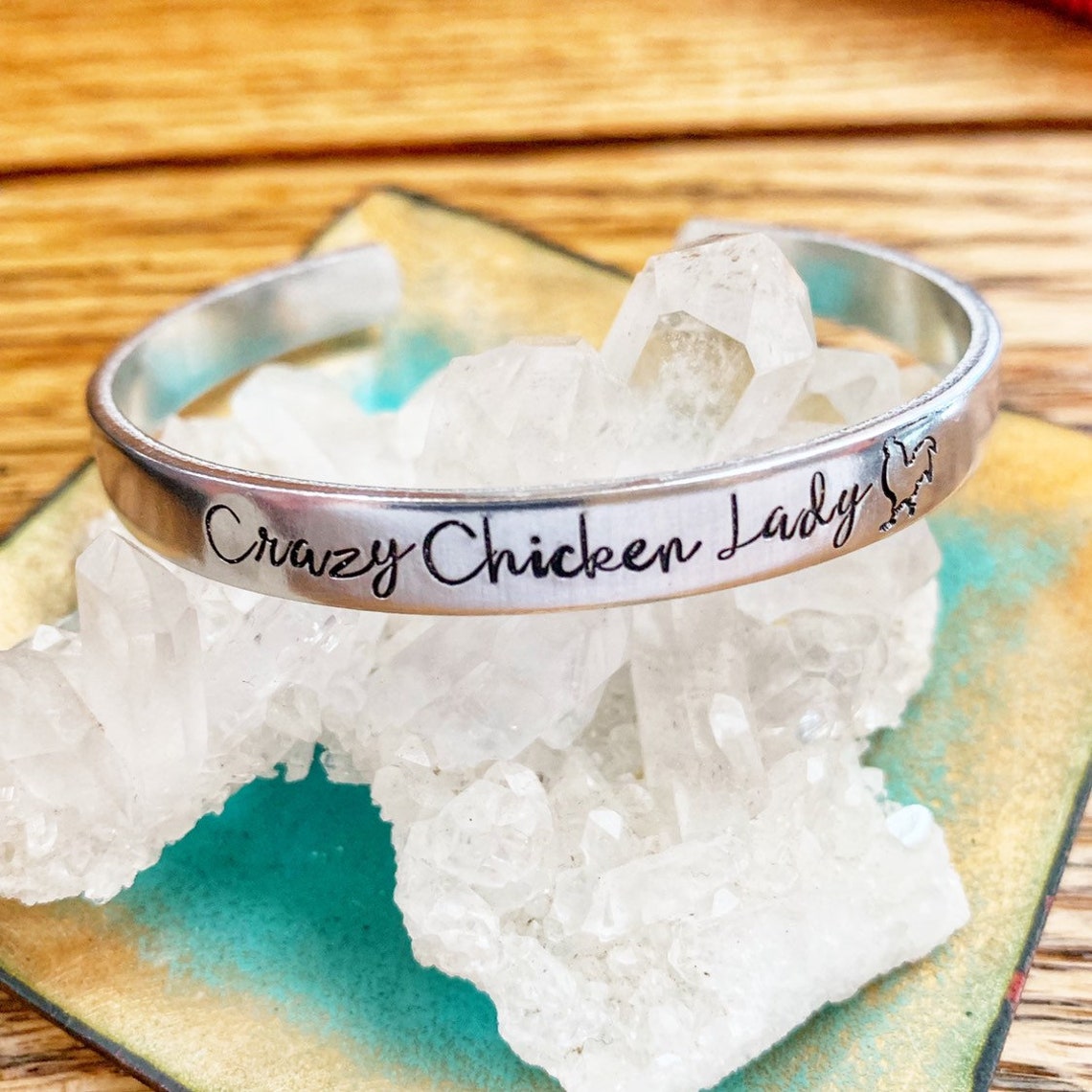 Handstamped Crazy Chicken Lady Bracelet Chicken Whisperer | Etsy
