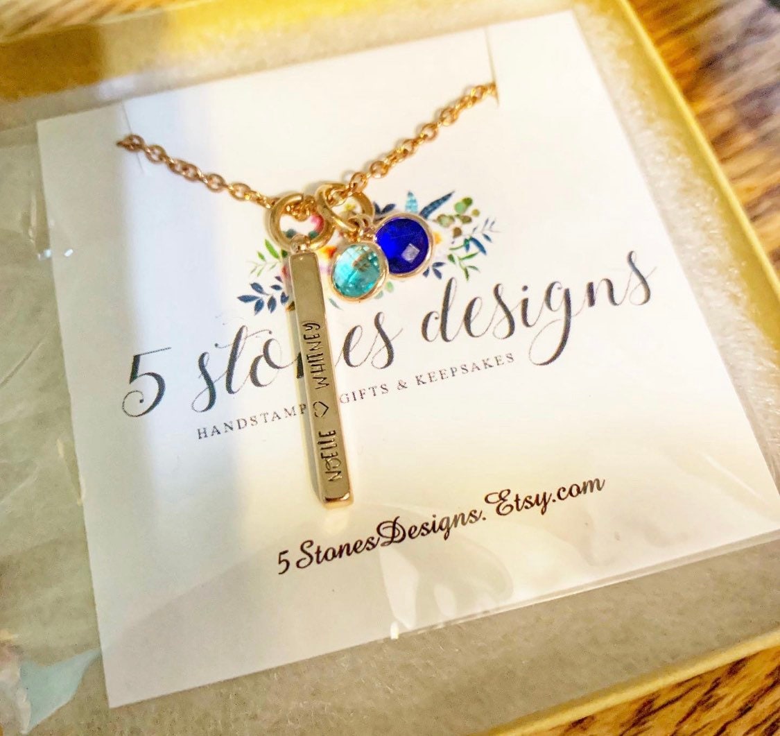 Handstamped Rose Gold Necklace, Name Necklace, Rose Gold, Kid's Name ...