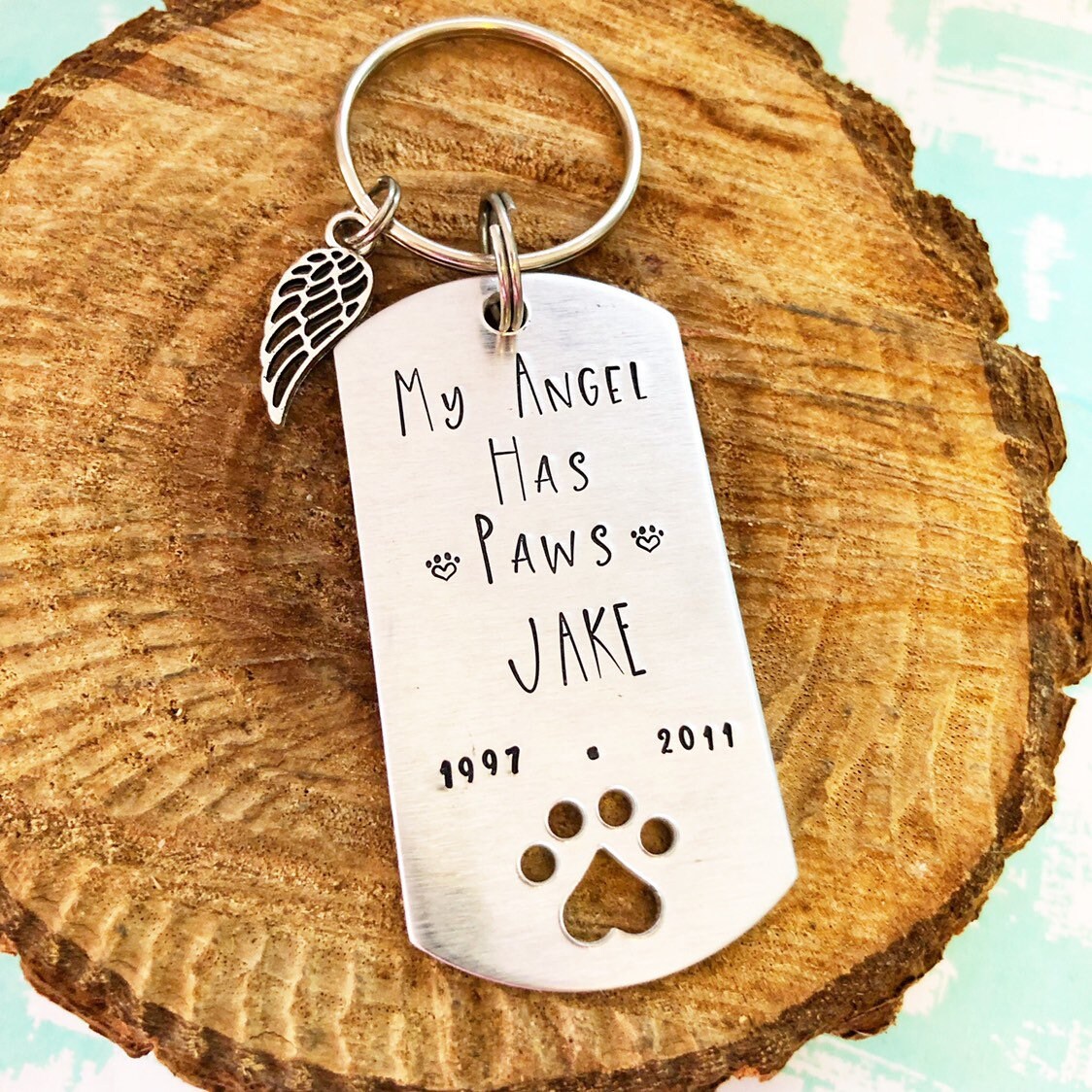 My Angel Has Paws Personalized Dog Memorial Keychain Pet - Etsy