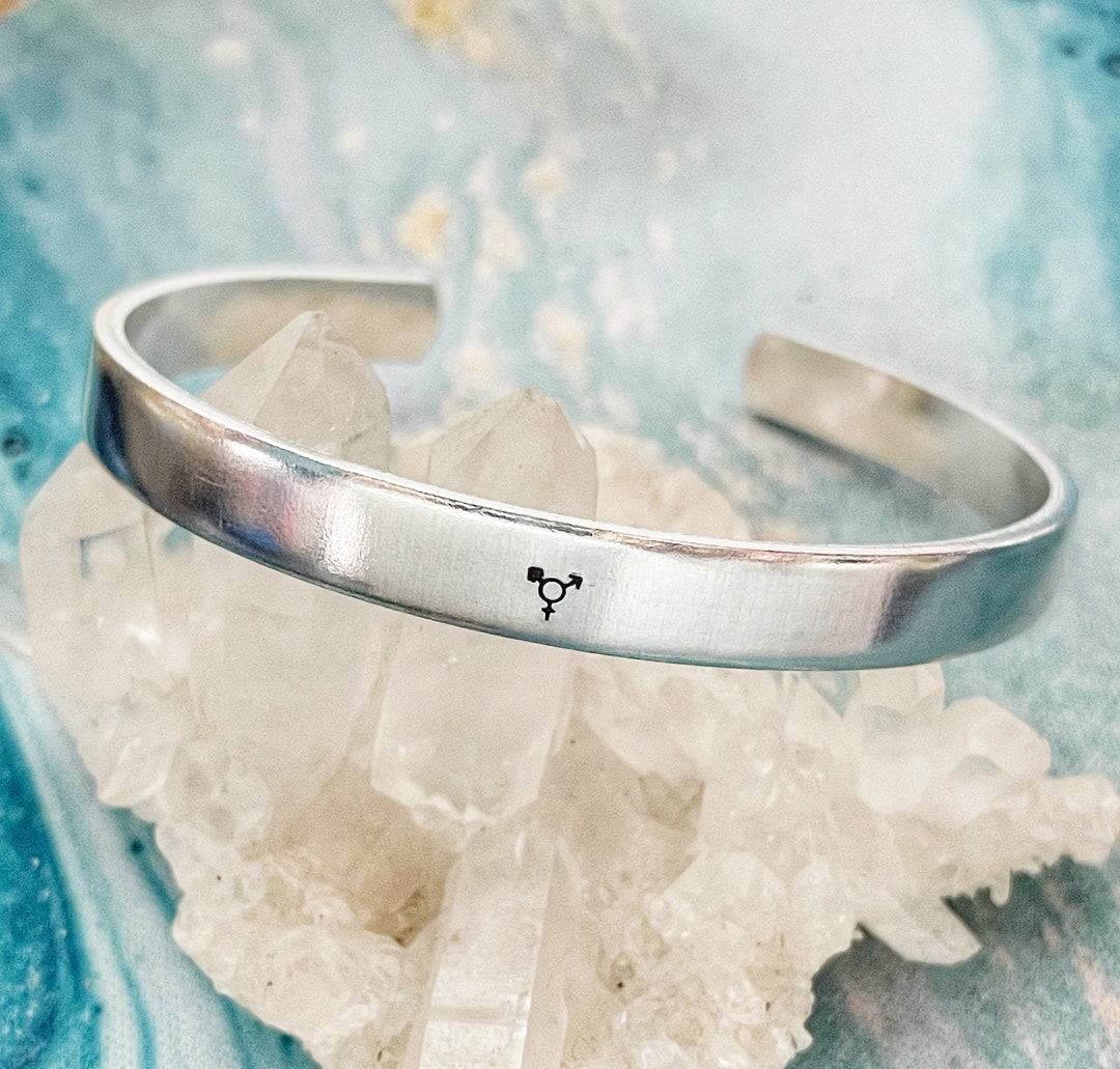 Pulsera trans estampada a mano, regalo transgénero, símbolo trans ...