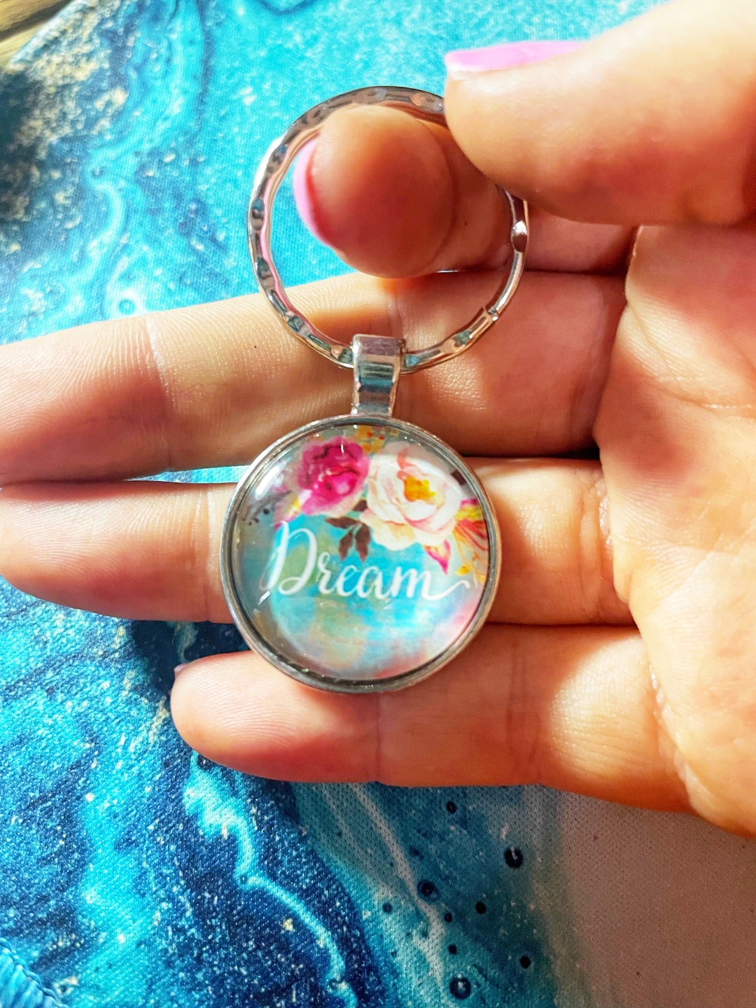 Dream Flower Keychain: Inspirational Mantra Gift - Etsy