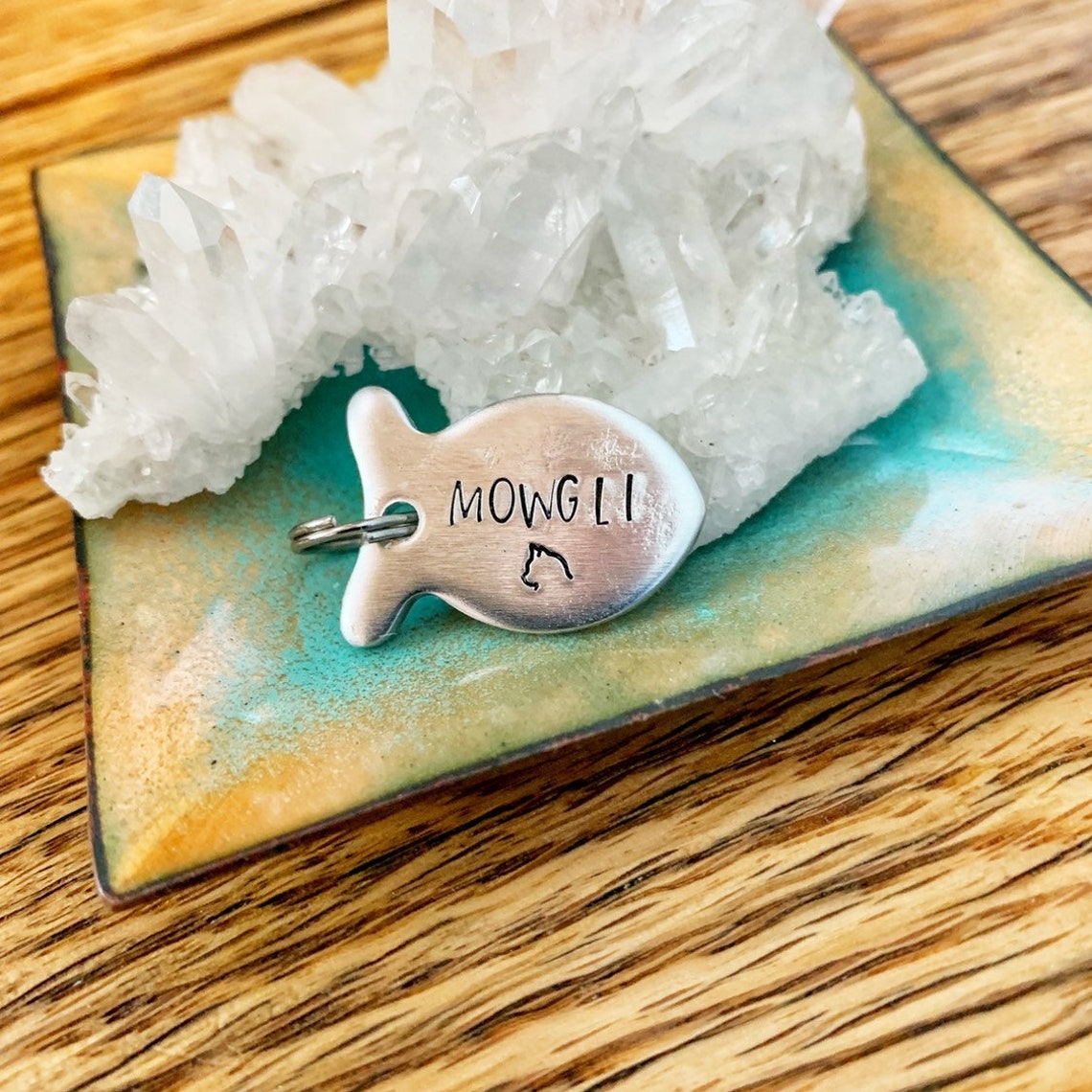 Personalized Fish Cat Name Tag in Aluminum or Copper Pet Name - Etsy
