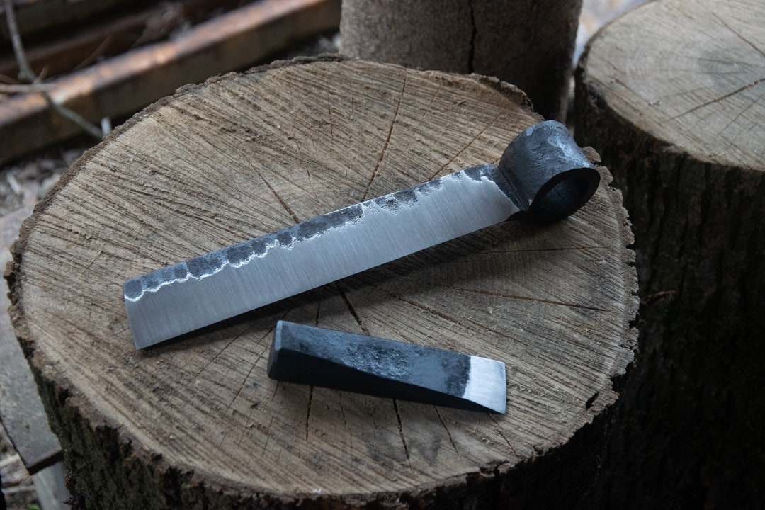 Handforged Froe + Steel Wedge, Splitting Wood Tool. - Etsy