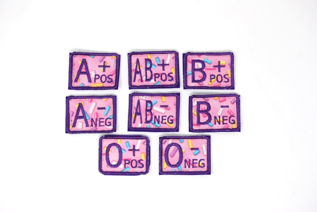 Blood Type Embroidered Patch - Donut Sprinkles - Hook & Loop - Etsy