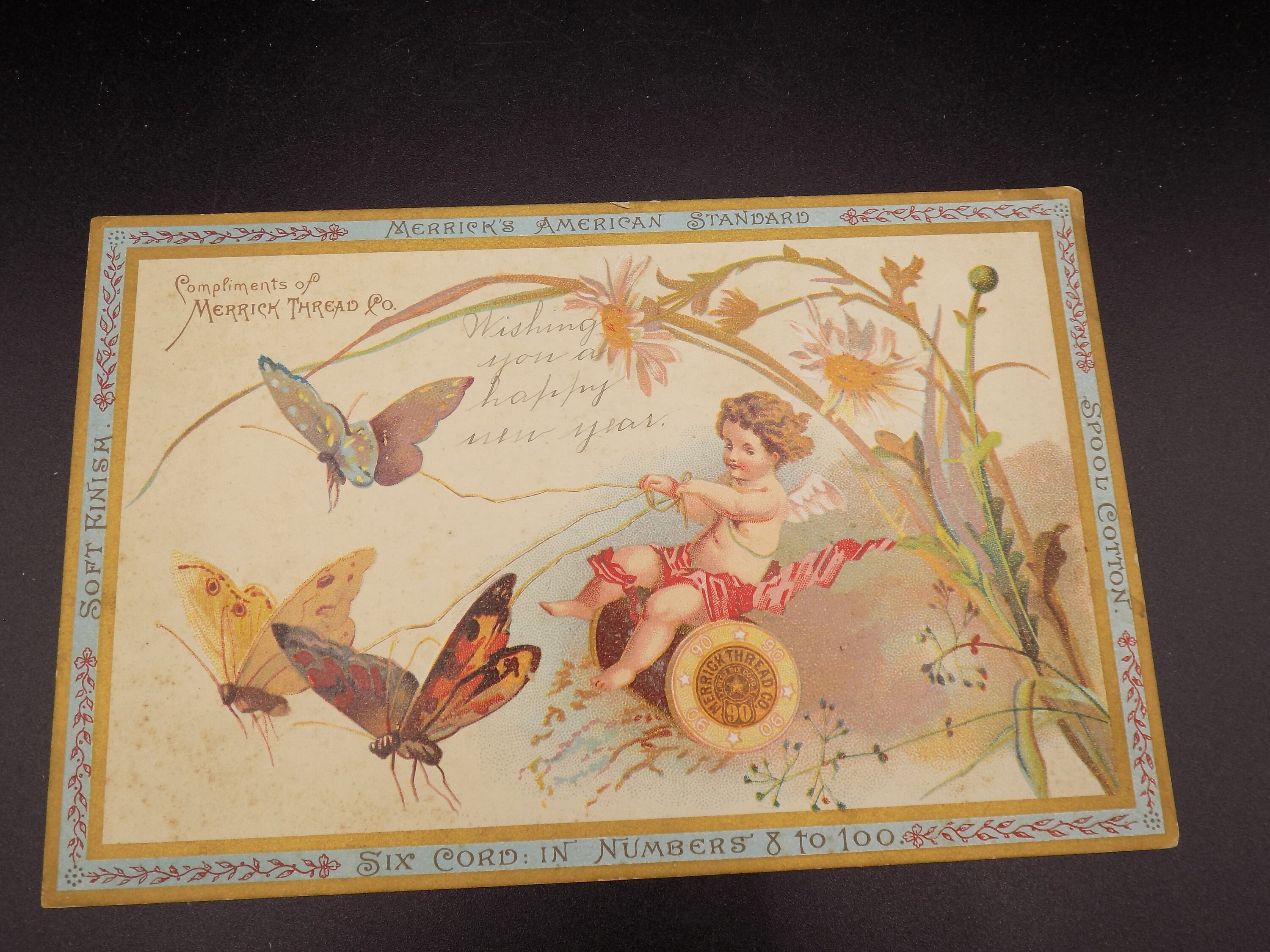 Victorian Trading Card From Merrick Thread Co. 1880's Baby New Year on ...