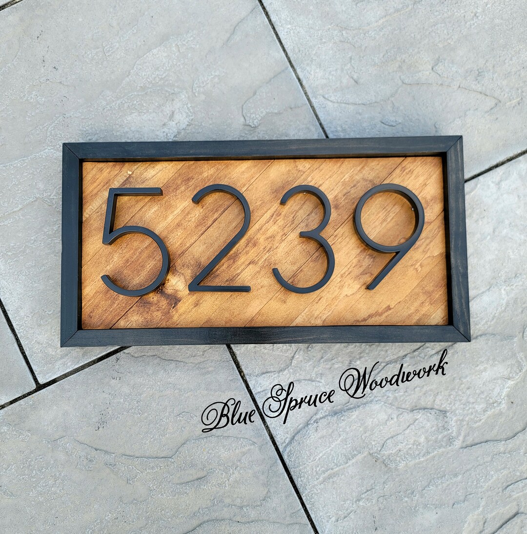 House Number Plaque, House Number Sign, Home Wood Address Sign, Modern ...