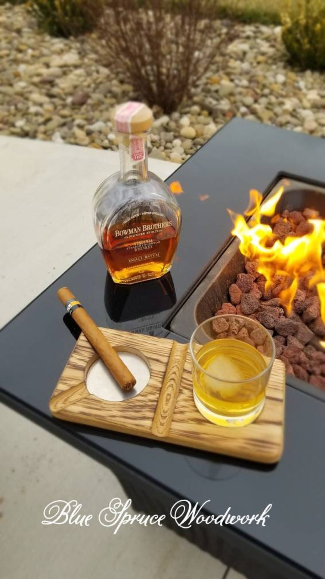 Toasted White Oak Whisky & Cigar Tray, Whisky Glass Tray, Whisky Glass ...