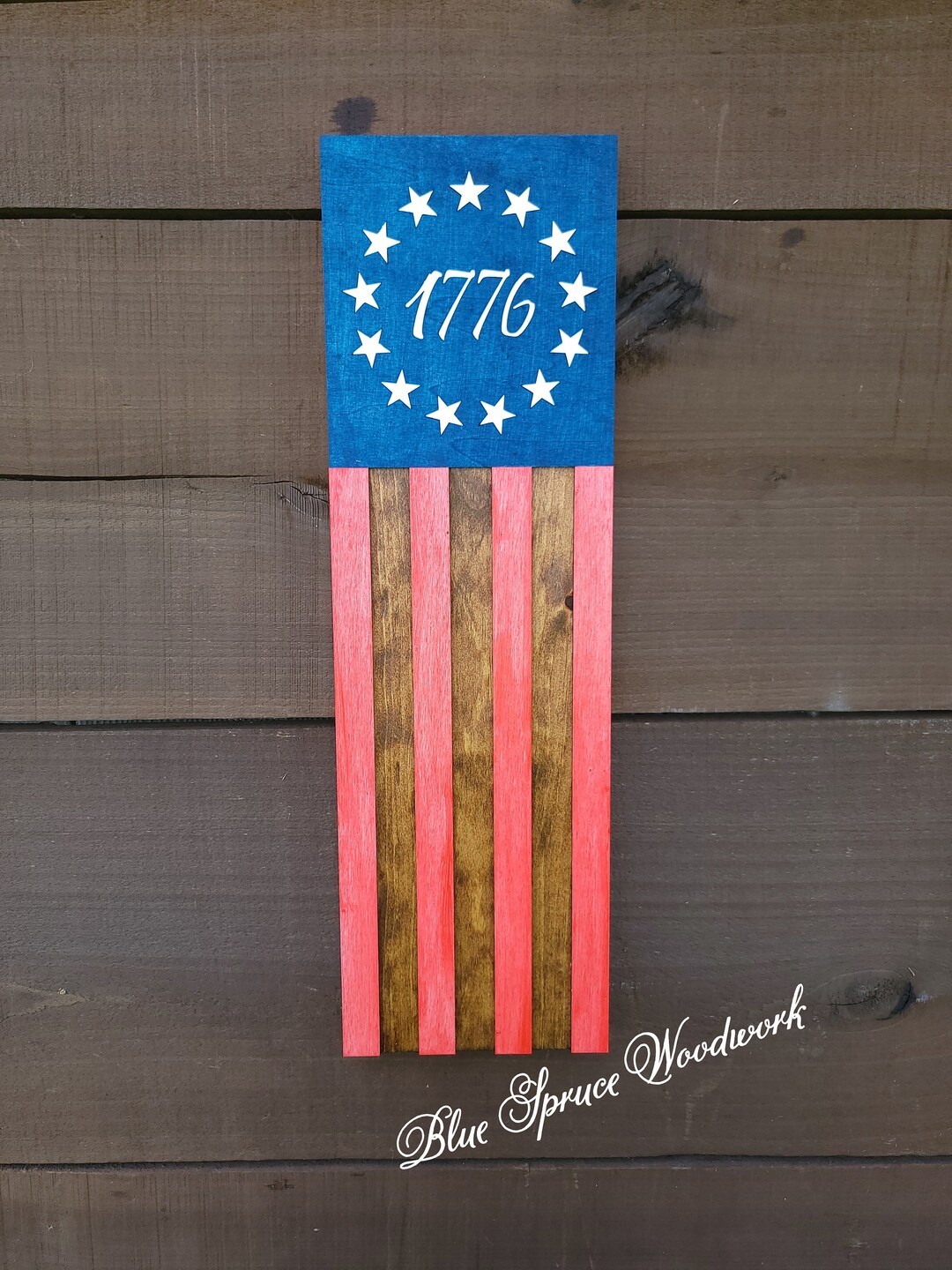 American Flag Wall Decor, Patriotic Farmhouse Wood 1776 American Flag ...