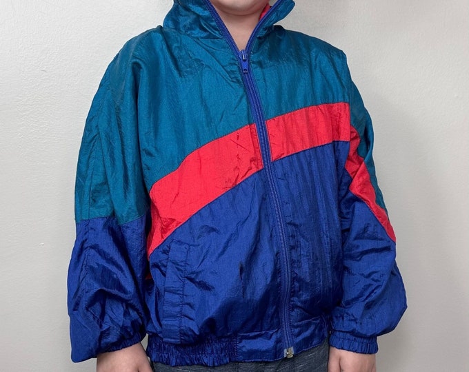 Vintage 1980s Kids' Colorblock Nylon Windbreaker Jacket, Members Only ...