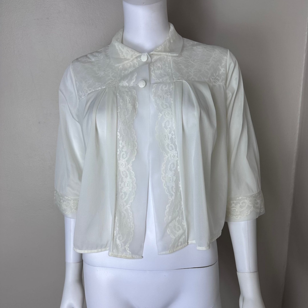 Vintage 1960s off White Nylon Bed Jacket, Henson Kickernick Size Medium ...