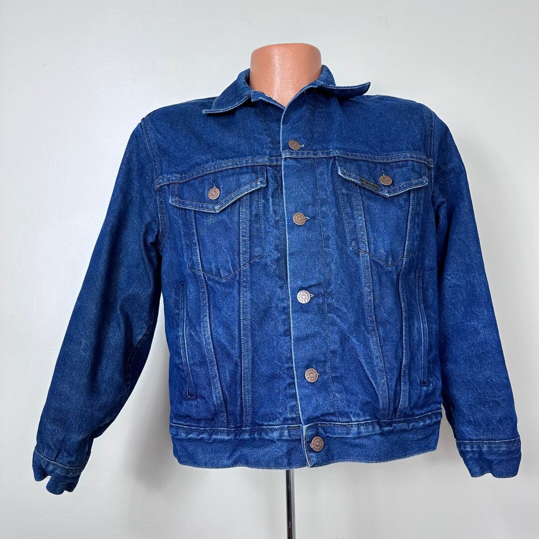 Vintage 1980s Denim Jacket With Red and Black Plaid Lining, Roebucks ...