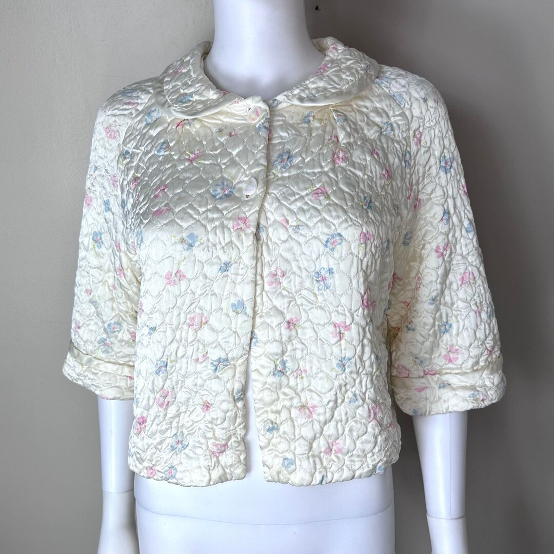 Vintage 1950s Barbizon Dainty Puff Bed Jacket, Size Large, Floral ...