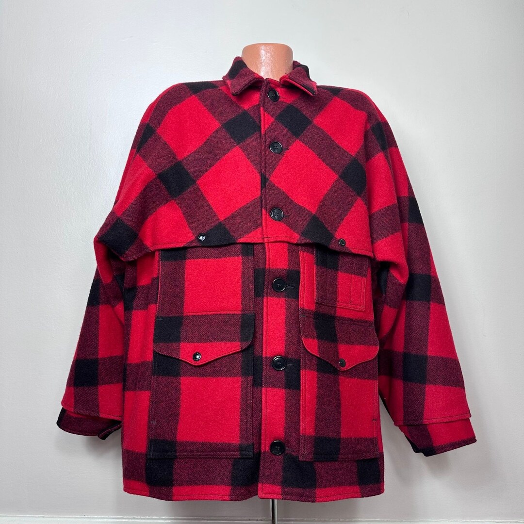 Vintage 1990s Filson Double Mackinaw Cruiser Coat, Red Buffalo Plaid ...