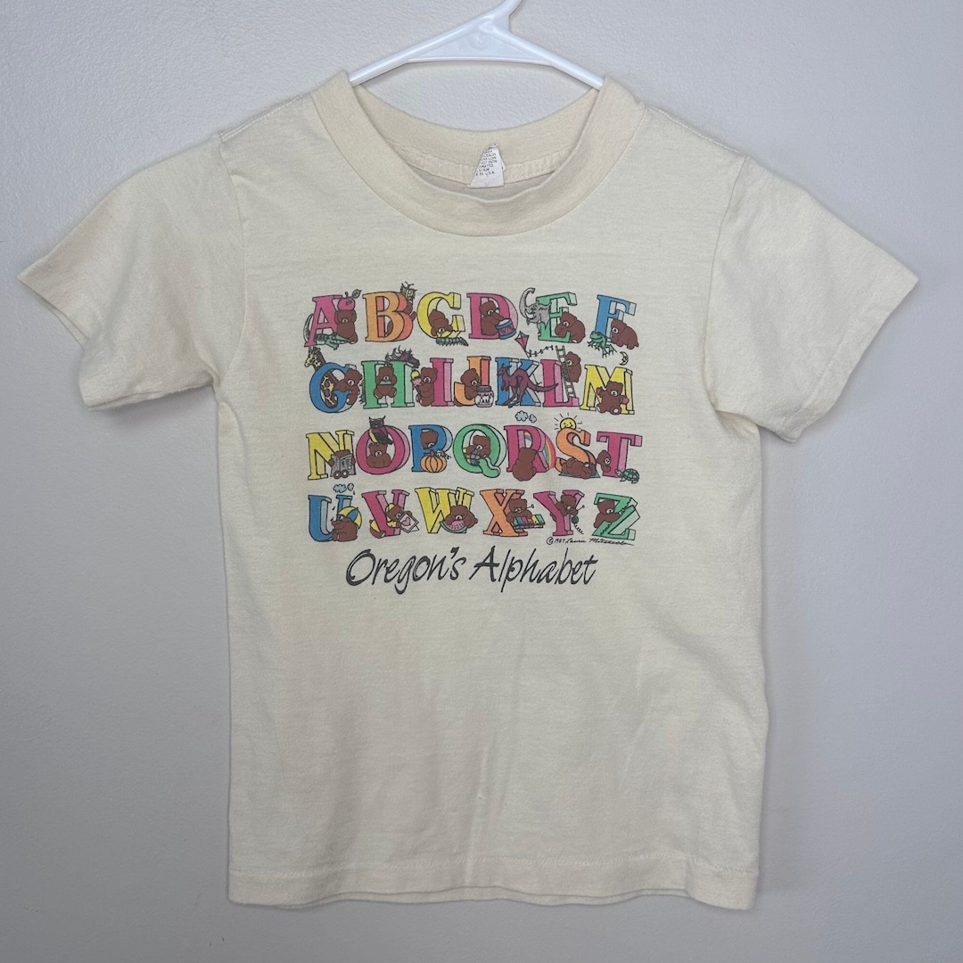 Vintage 1980s Oregons Alphabet T-shirt, Lexington Kids Size 8, Adult ...