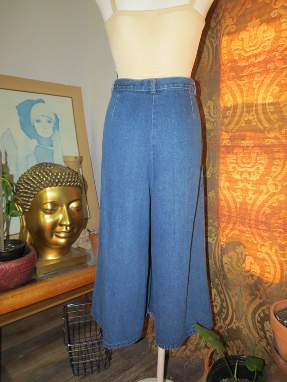 Vintage 80s Denim Culottes Lord Isaac Wide Leg Croppe… - Gem
