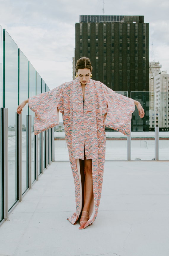 Vintage Butterfly Kimono Japanese Yukata Robe - Gem