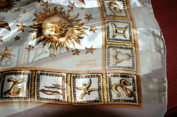 Vintage Gianni Versace Zodiac Silk Scarf Sun Moon Sta… - Gem