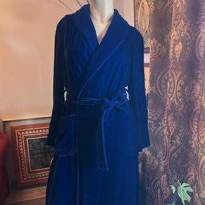 Vintage Royal Blue Velvet Robe Duster Overcoat Loungewear - Etsy