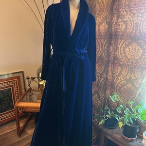 Vintage Royal Blue Velvet Robe Duster Overcoat Loungewear - Etsy