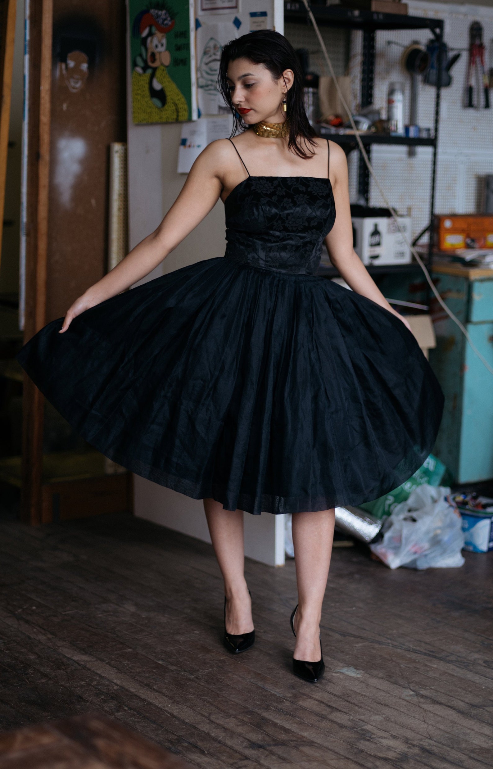 Vintage 50s Pat Hartly Prom Dress Black Spaghetti Strap - Etsy