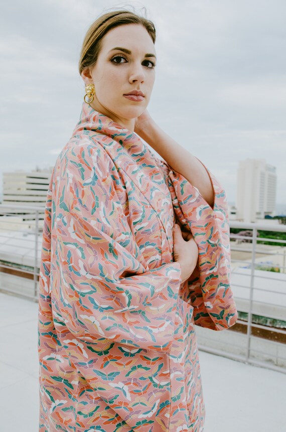 Vintage Butterfly Kimono Japanese Yukata Robe - Gem