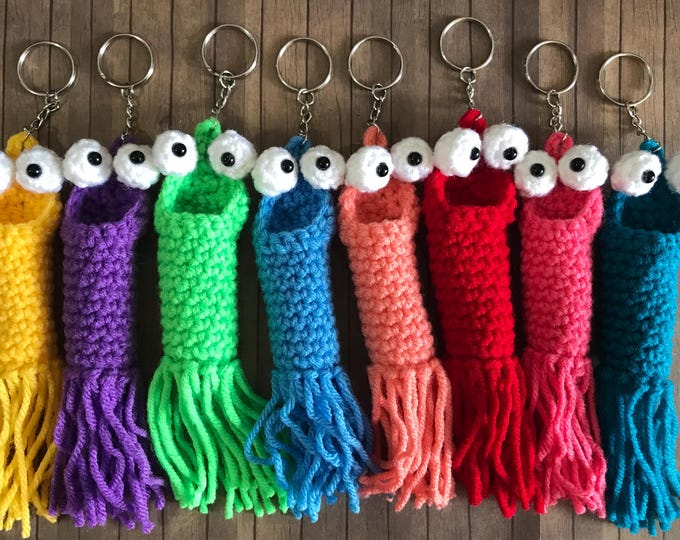 Yip Yips Mini Crochet Martians Key Chain Lip Balm Holder Mini Basket - Etsy