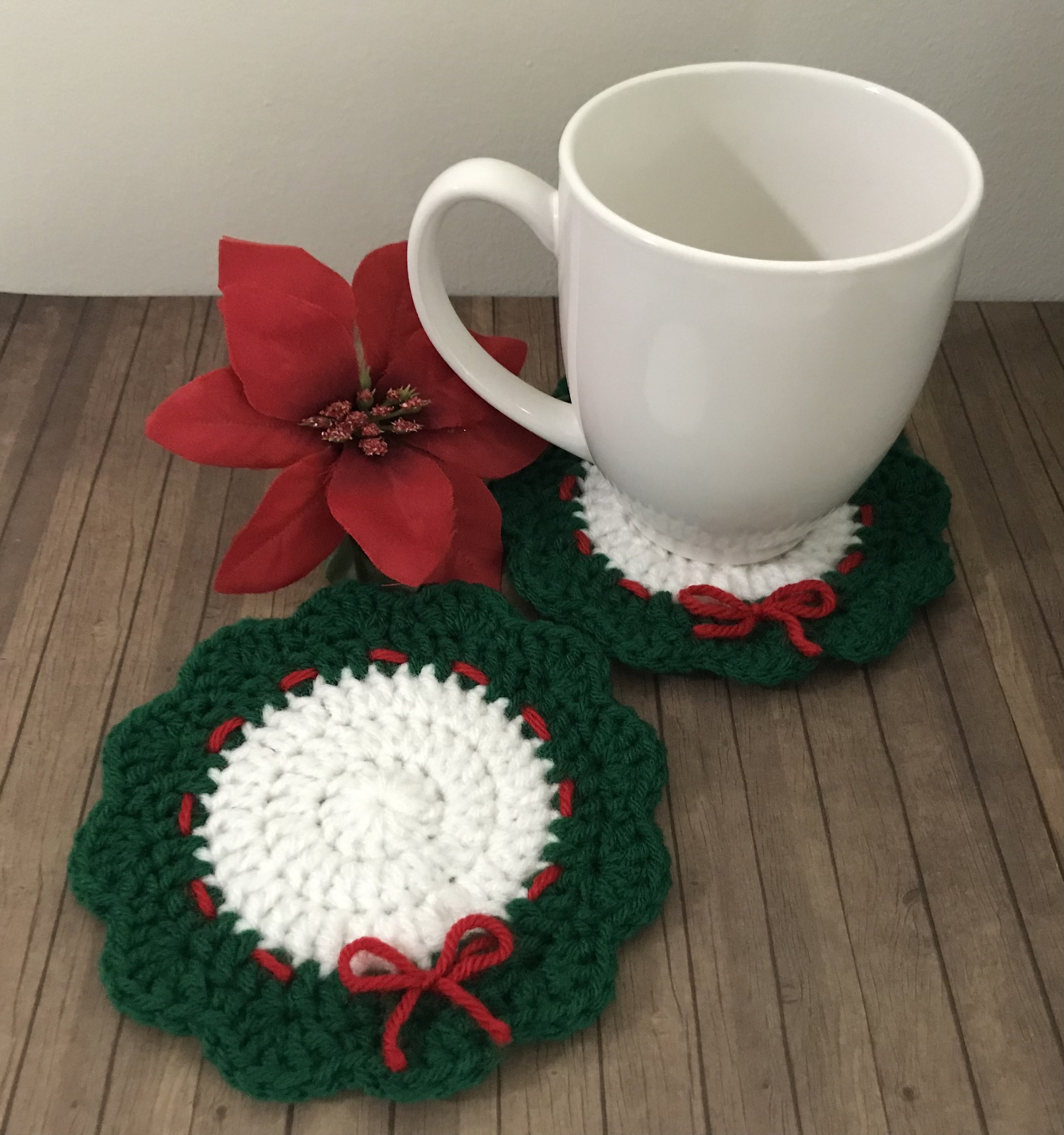 Christmas Wreath Crochet Coasters Christmas Holiday Festive - Etsy Canada