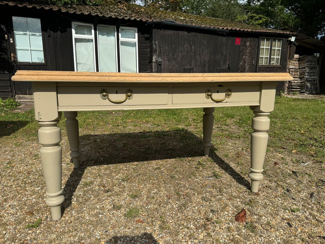 Victorian Solid Oak railway Dining Table Upcycled With Funky Dora ...