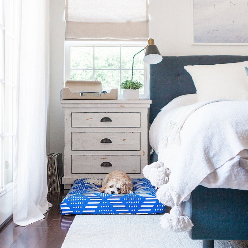 Blue Dog Bed Modern Mudcloth Dog Bed Boho Pet Bed | Etsy