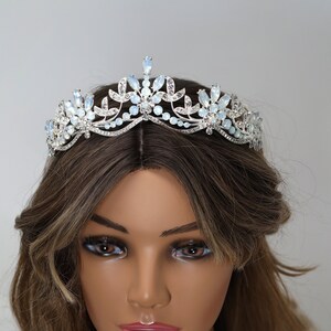 Swarovski Crystal Something Blue Opal and Floral Leaves Tiara , Bridal ...
