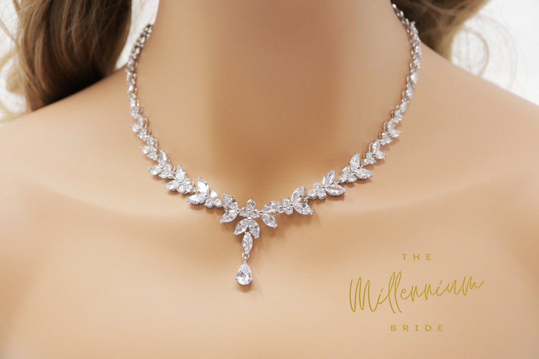 Swarovski Crystal Luxury Flower Diamond crystal Necklace Bridal Necklace Set Bridal Jewelry Statement Necklace Etsy