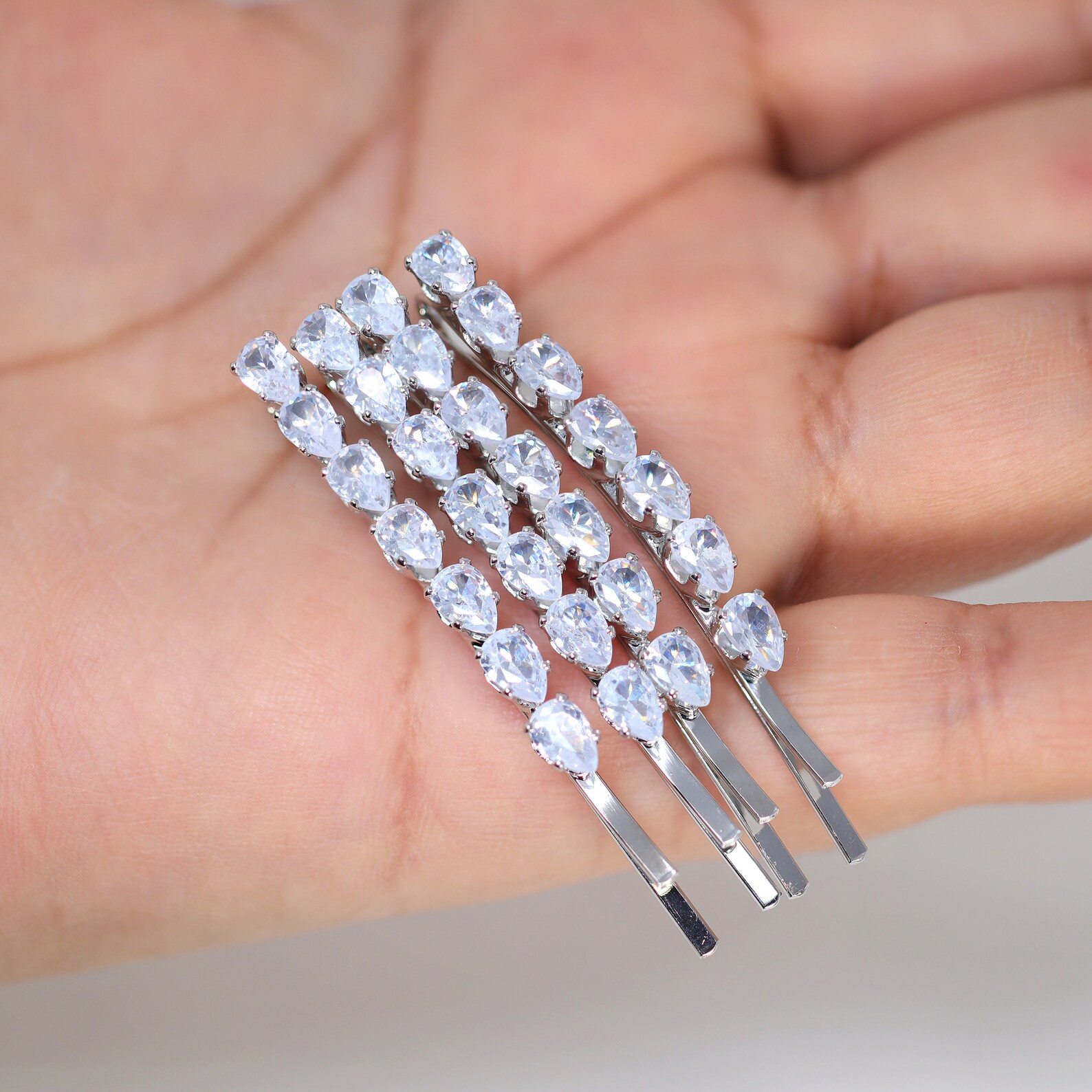 Cz Droplets Set of 4 Bobby Pin, Bridal Hair Accessories, Bridesmaid ...