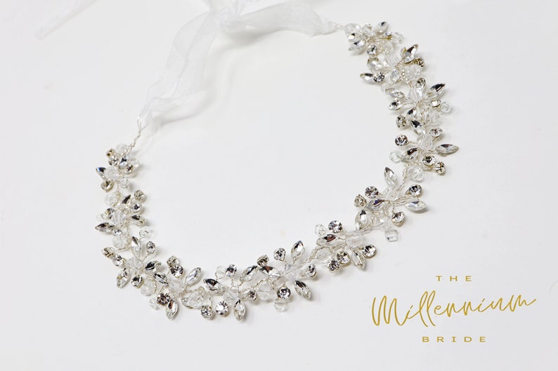 Dainty Rhinestones Crystal Vine Leaves Headband, Bridal Hair Vine ...
