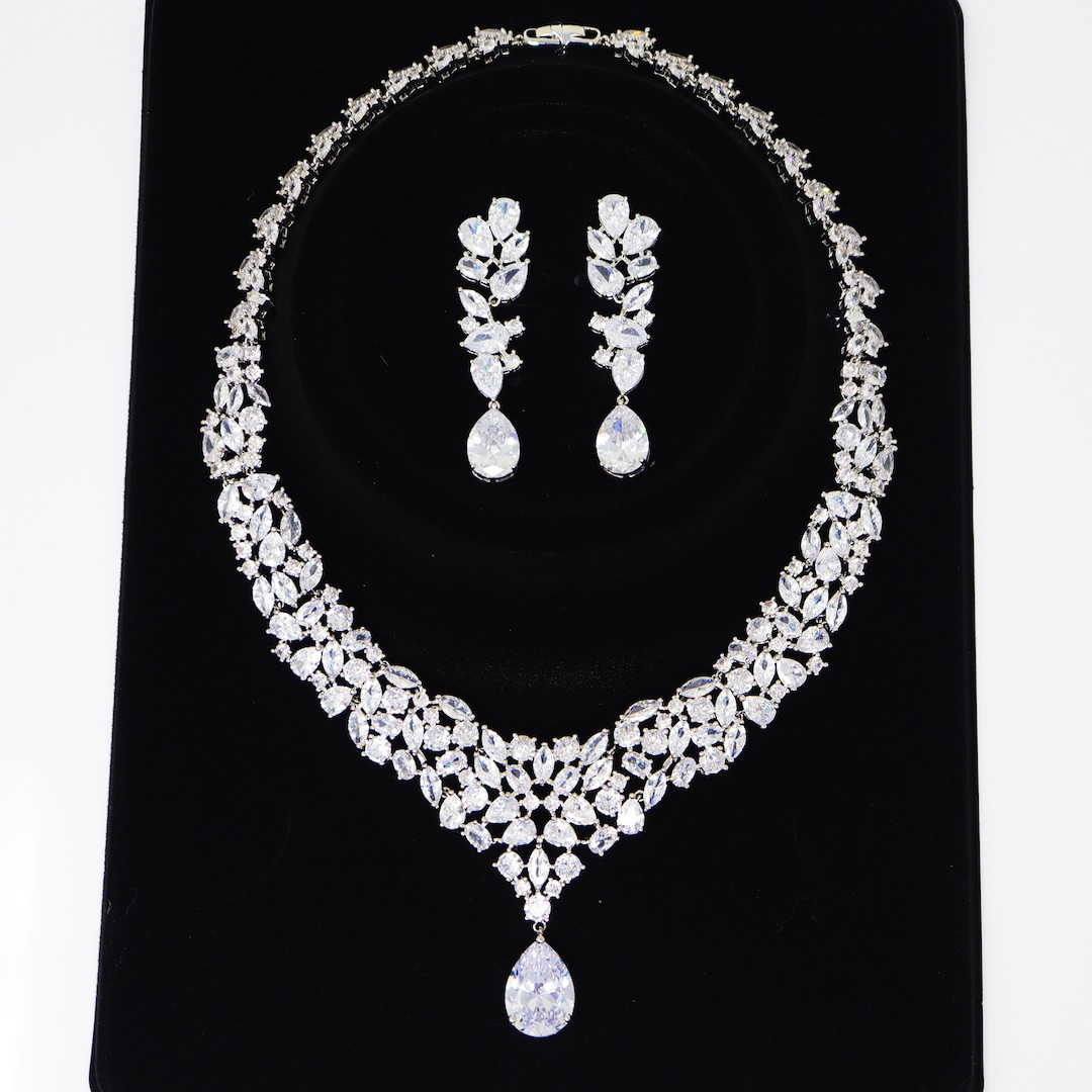 Swarovski Royal CZ Bridal Necklace and Earrings Set , Bridal Jewelry ...