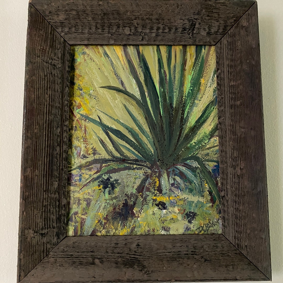 Original Painting, Spanish Bayonet, Yucca Plant, Framed Botanical Art ...