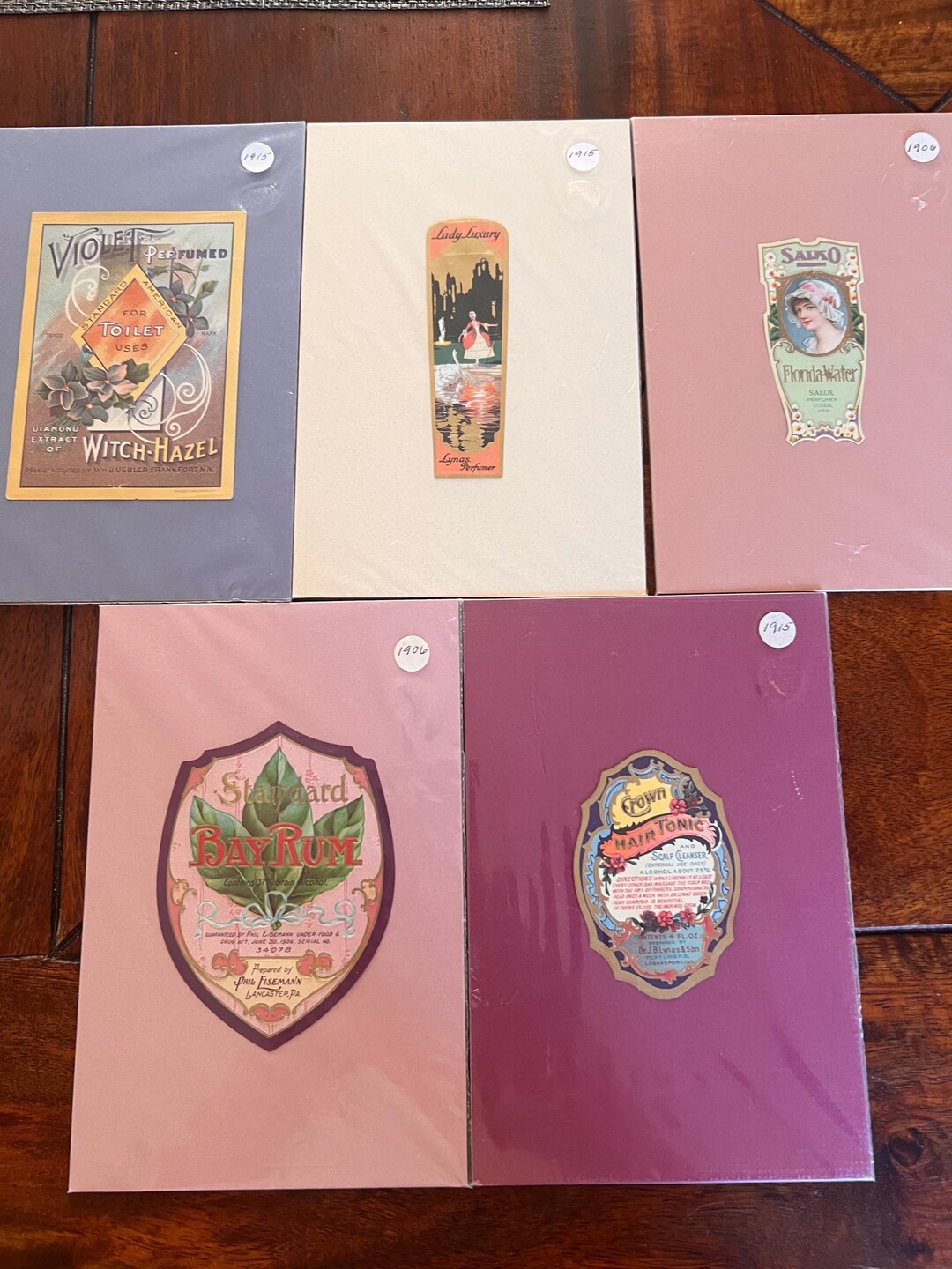 Set of 5 Vintage Perfume & Tonic Labels (1906-1915) - Collectible ...