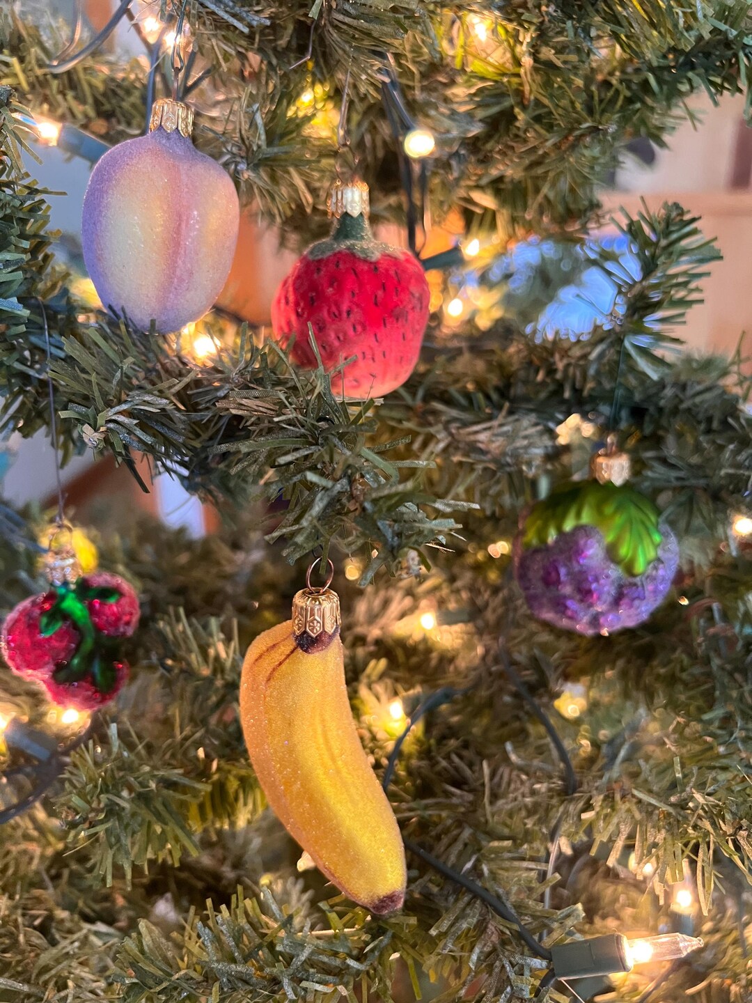 5 Radko 1990s Retired Fruit Ornamentsraspberries, Plum, Strawberry ...