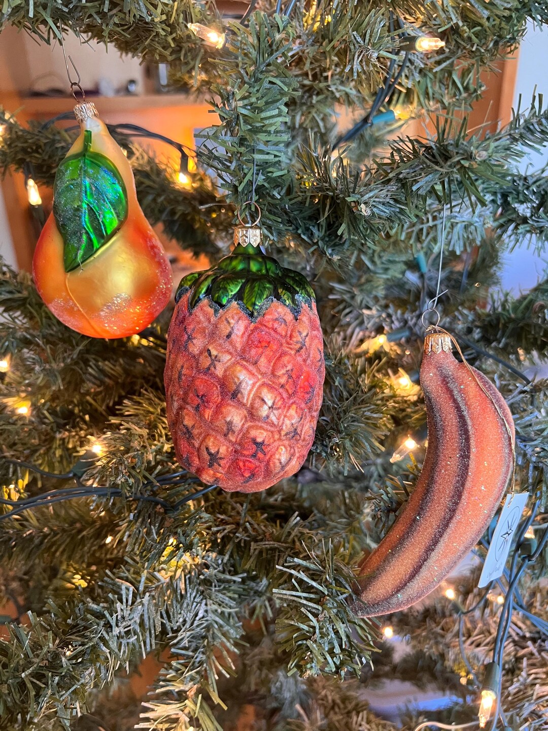 3 Radko 1990s Retired Fruit Ornamentspear, Pineapple, and Banana. - Etsy