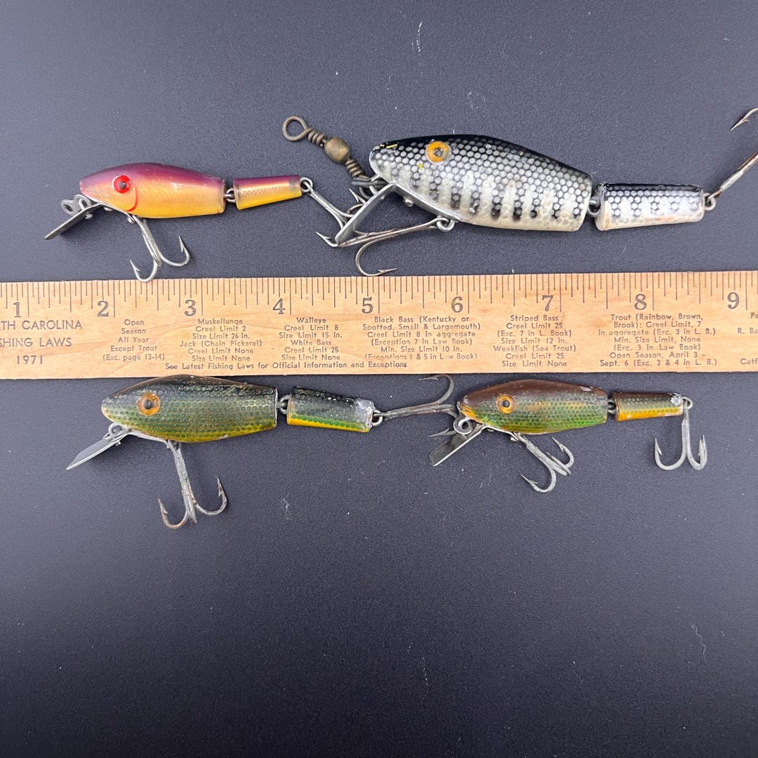 Vintage L&S Mira-lure Fishing Lures: Jointed Glass Eye Sinkers, Lot of ...