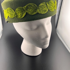 Green Velvet Hat With Velvet Leaf Accents—timeless Elegance - Etsy
