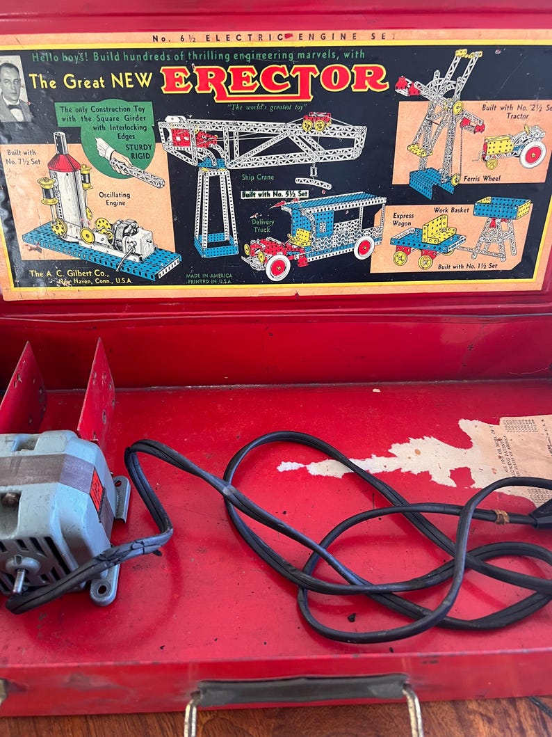 Vintage Erector Set 6 1/2 Electric Engine Set, Circa 1938 - Etsy