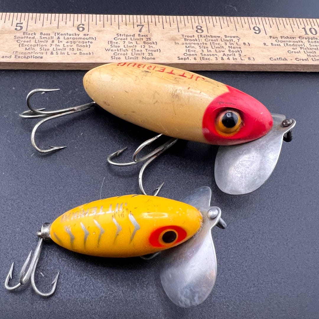Vintage Fred Arbogast Jitterbug Lures: 1940s Fishing Tackle, Lot of 2 ...