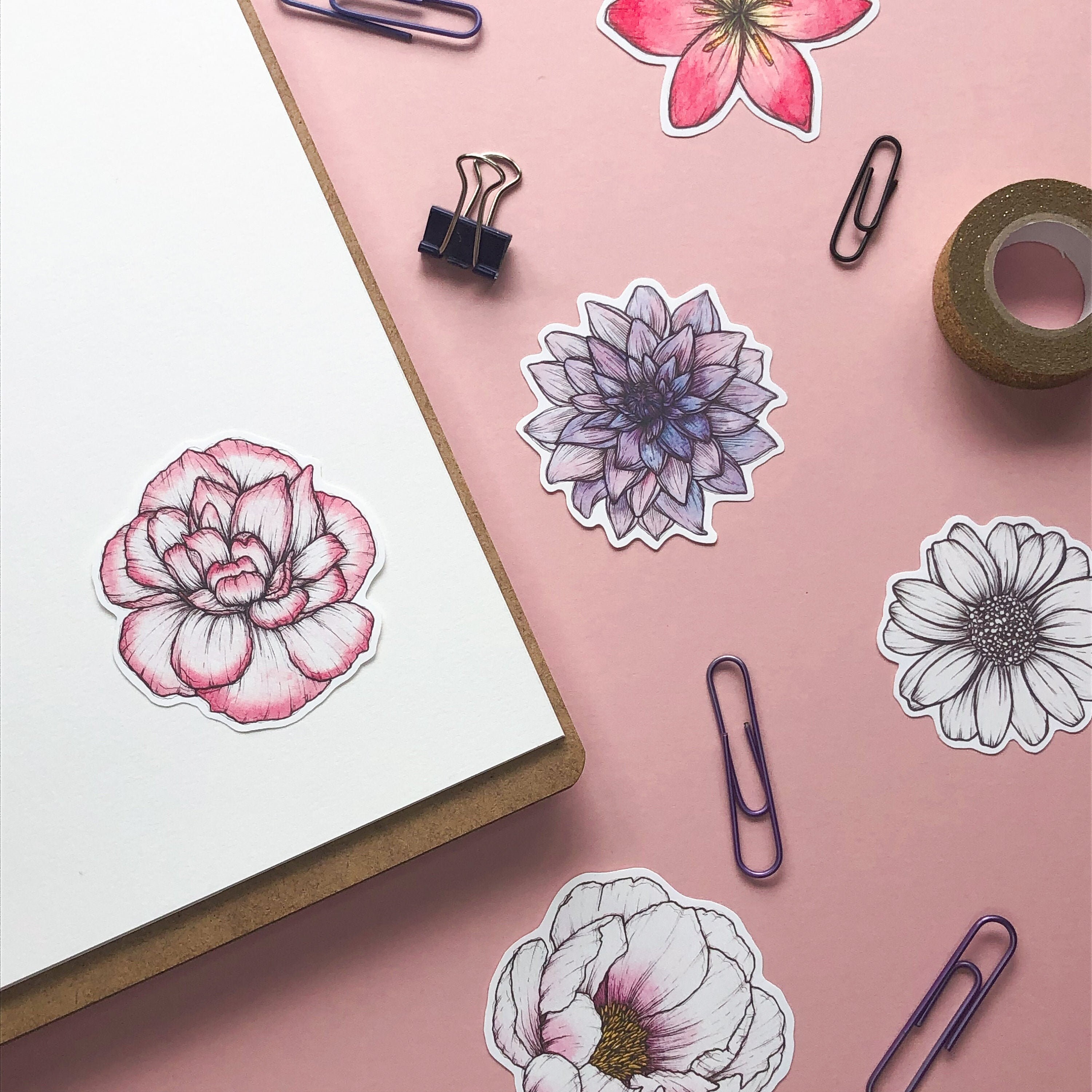 Carnation Flower Sticker Eco Friendly Matte Vinyl Glossy Botanical ...