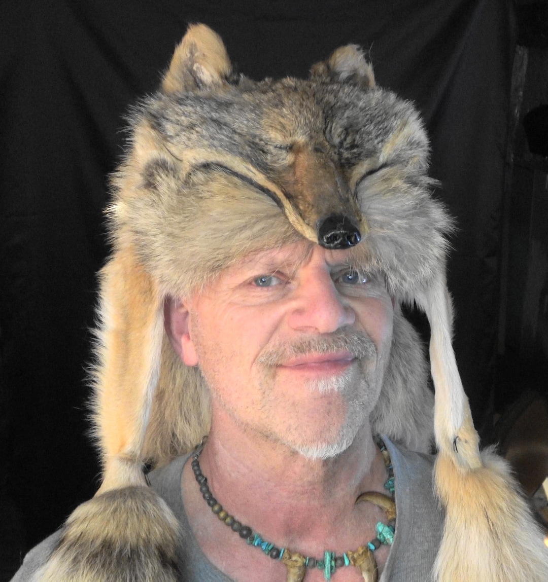 Coyote Mountain Man Fur Hat Mens Red Fox Women's Beaver Raccoon Black ...